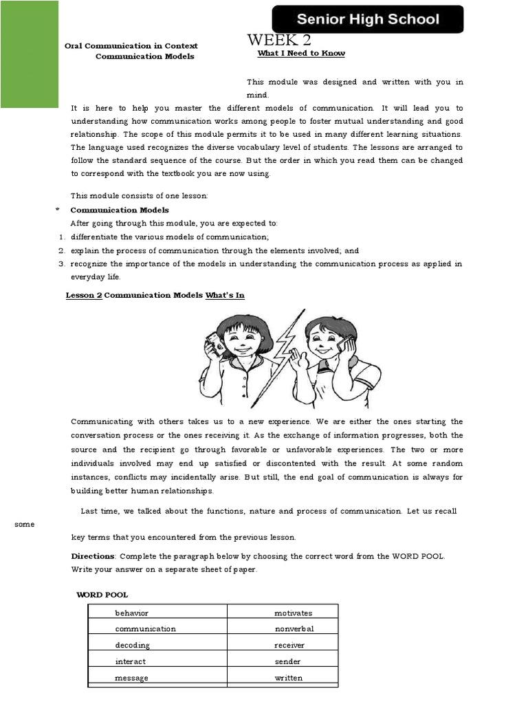 Week 2 Oral Communication | PDF | Communication | Information
