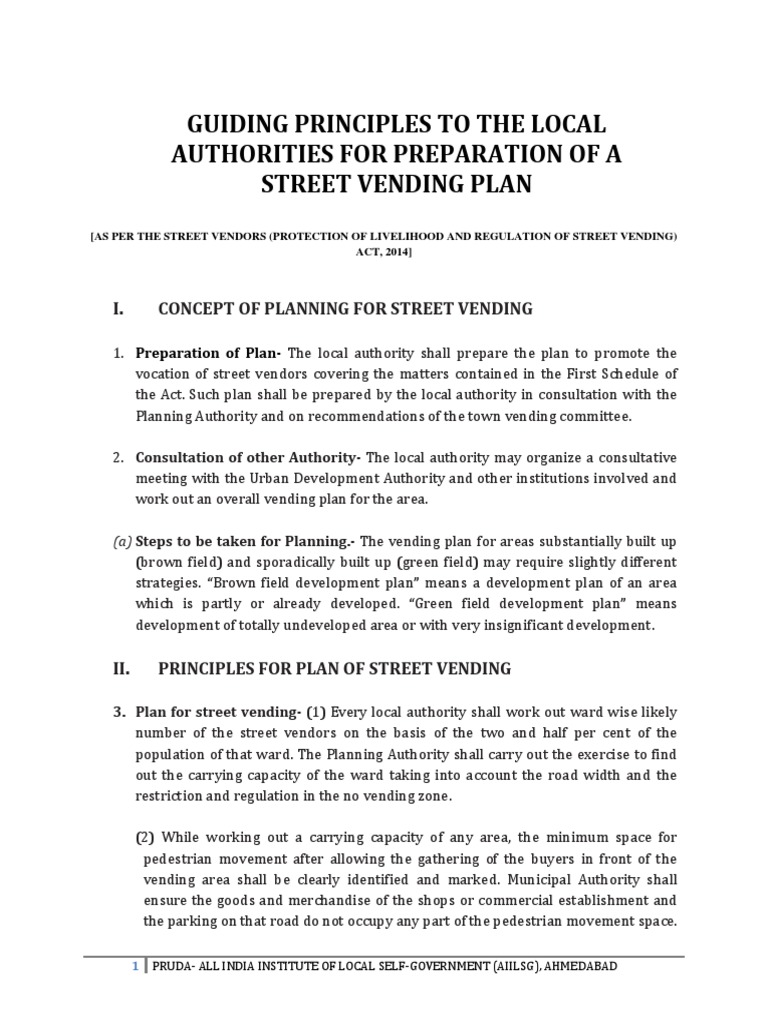 Guiding Principles To The Local Authorities For Preparation of A Street ...