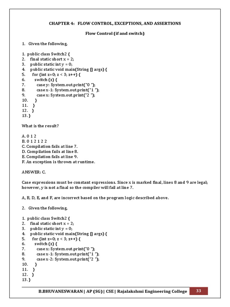 04-Flow Control, Exceptions and Assertions PDF | PDF | Control Flow | Computer Programming