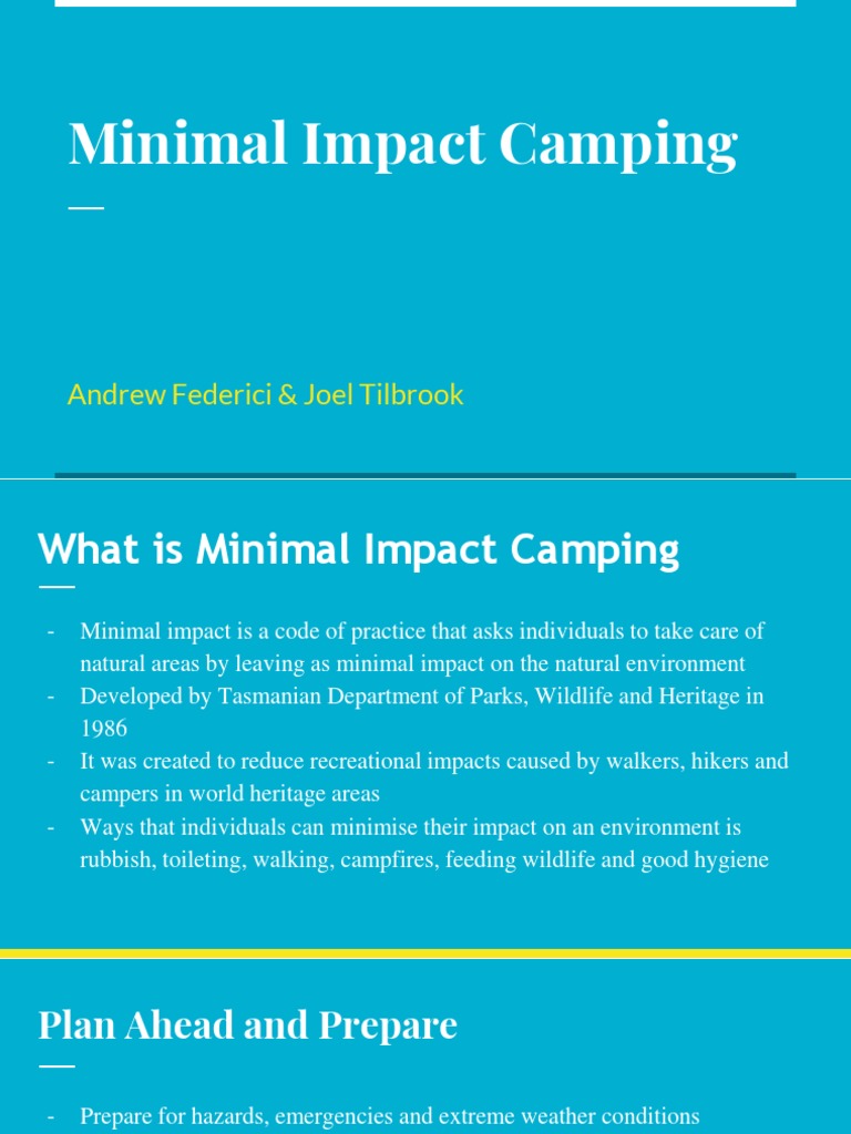 Minimal Impact Camping | PDF | Hiking | Hygiene