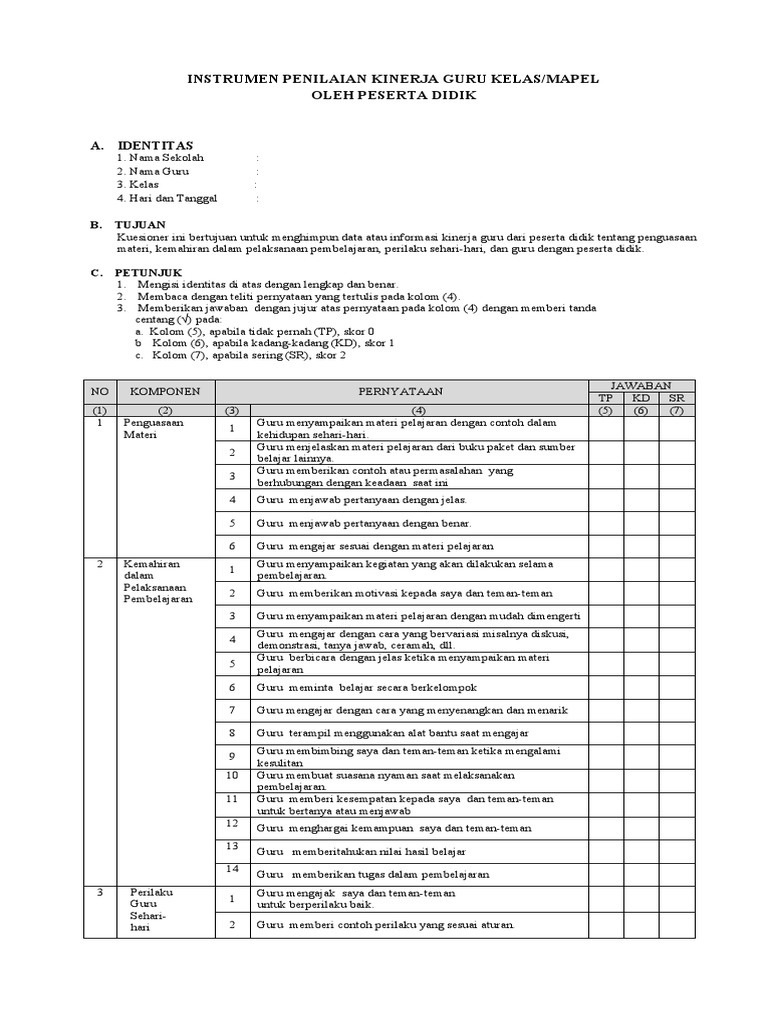 Instrumen Penilaian Siswa | PDF