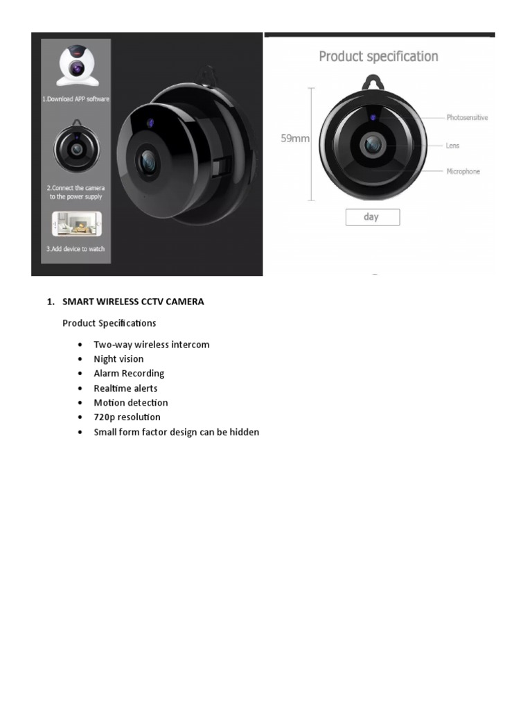 Smart Wireless CCTV Camera Specs | PDF | Home & Garden | Computers