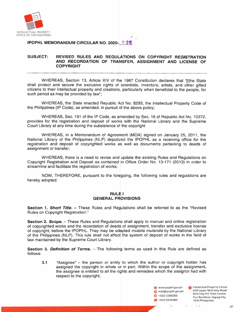 Revised Copyright Registration Rules | PDF | Assignment (Law) | Copyright