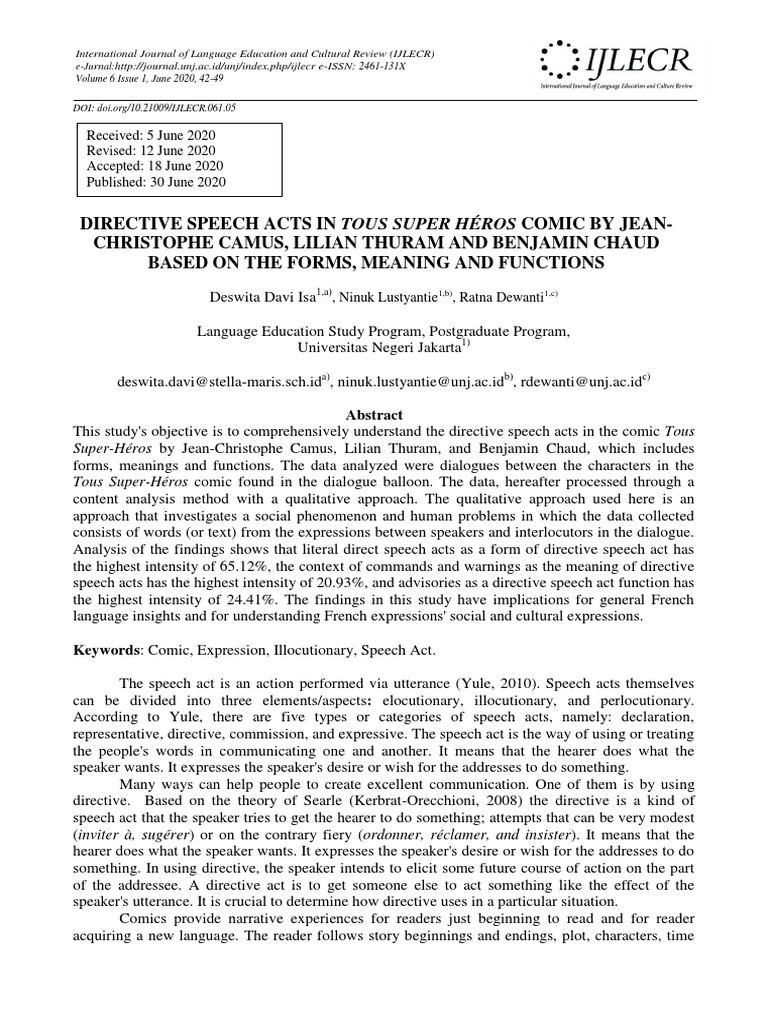 Directive Speech Act in Comic | PDF | Qualitative Research | Communication