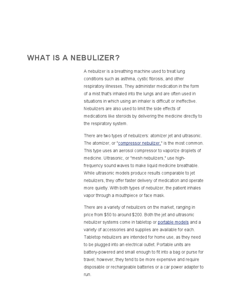 Understanding Nebulizers and Their Use | PDF | Medicine | Clinical Medicine