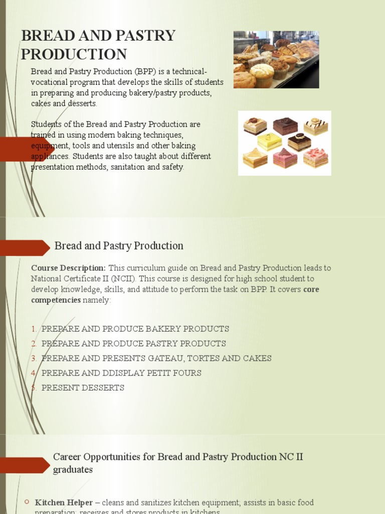Bread and Pastry Production | PDF | Bakery | Cakes