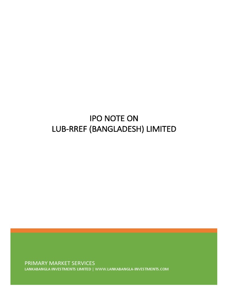 IPO Note - Lub-Rref BD | PDF | Initial Public Offering | Valuation (Finance)