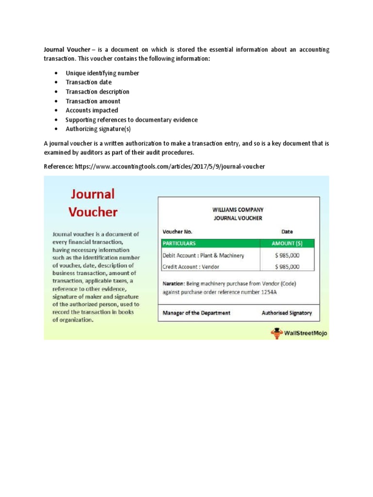 Journal Voucher - Is A Document On Which Is Stored The Essential ...