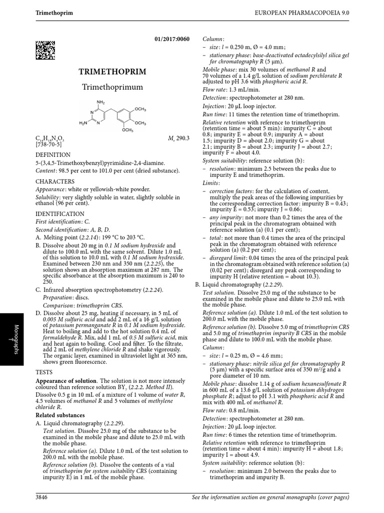 Trimethoprim: Trimethoprimum | PDF | Chromatography | Solution