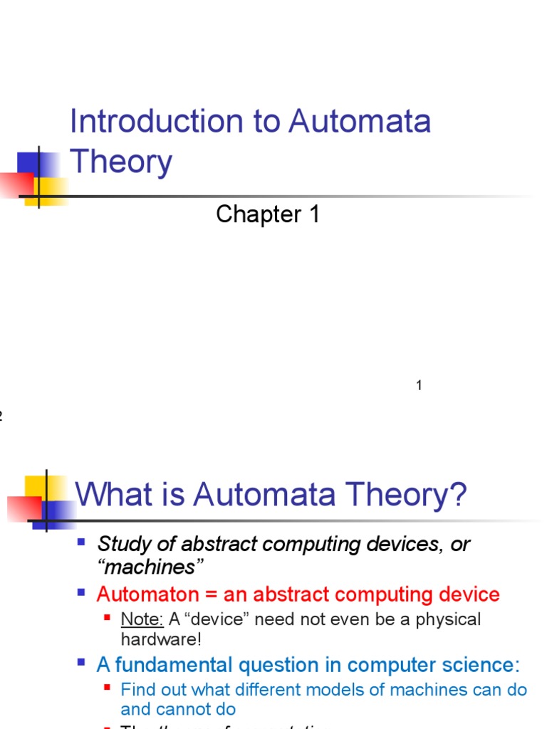 Introduction To Automata Theory | PDF | Theory Of Computation | Automata Theory