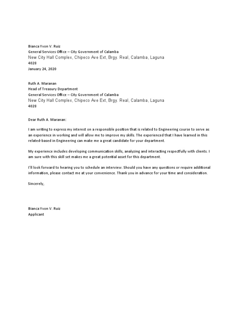 Application Letter Immersion