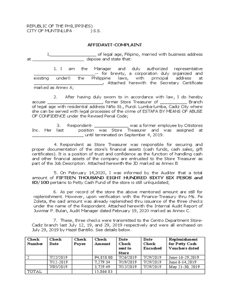 Estafa Complaint | PDF | Government Information | Justice