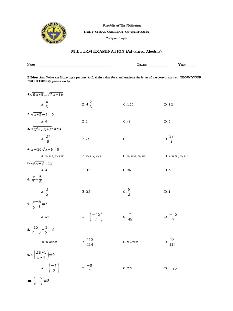 Midterm Exam Papers for Math Subjects | PDF | Present Value | Interest