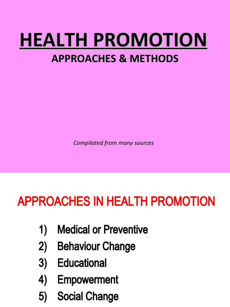Approaches to Health Promotion Methods | PDF | Health Promotion | Behavior