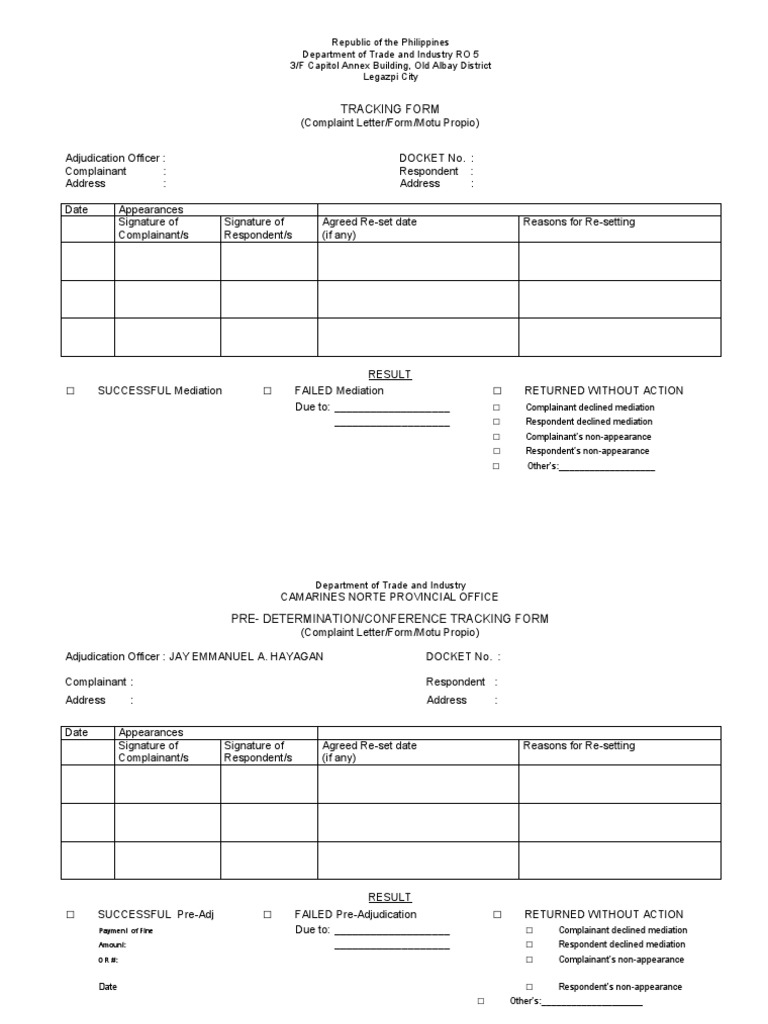 Tracking Form Cnpo | PDF | Civil Procedure | Industries