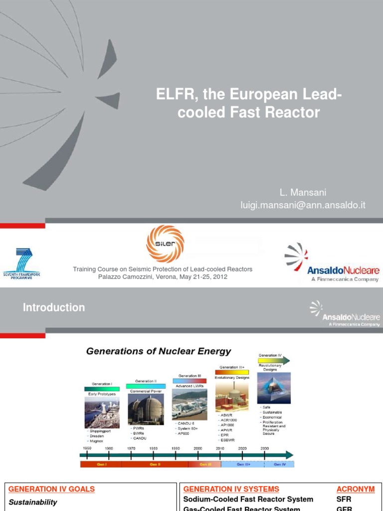 ELFR, The European Lead-Cooled Fast Reactor: L. Mansani Luigi - Mansani ...
