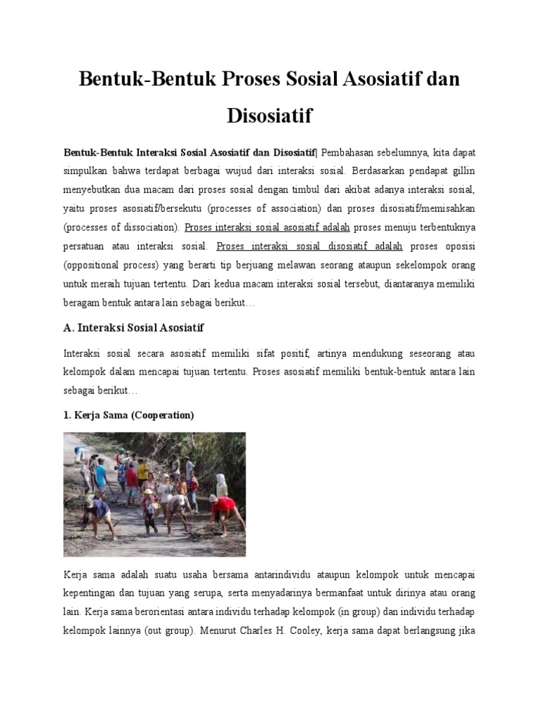 Bentuk-Bentuk Proses Sosial Asosiatif Dan Disosiatif | PDF | Politik | Ilmu Sosial