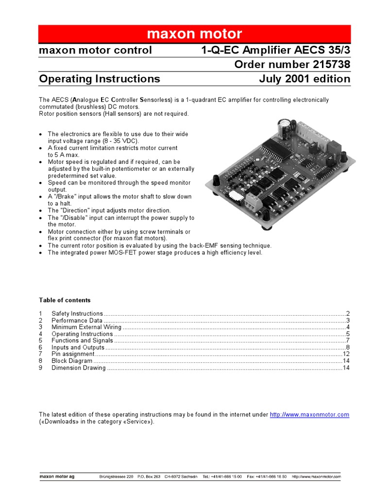 1-Q-EC Amplifier AECS 35/3 Guide | PDF | Electric Motor | Amplifier