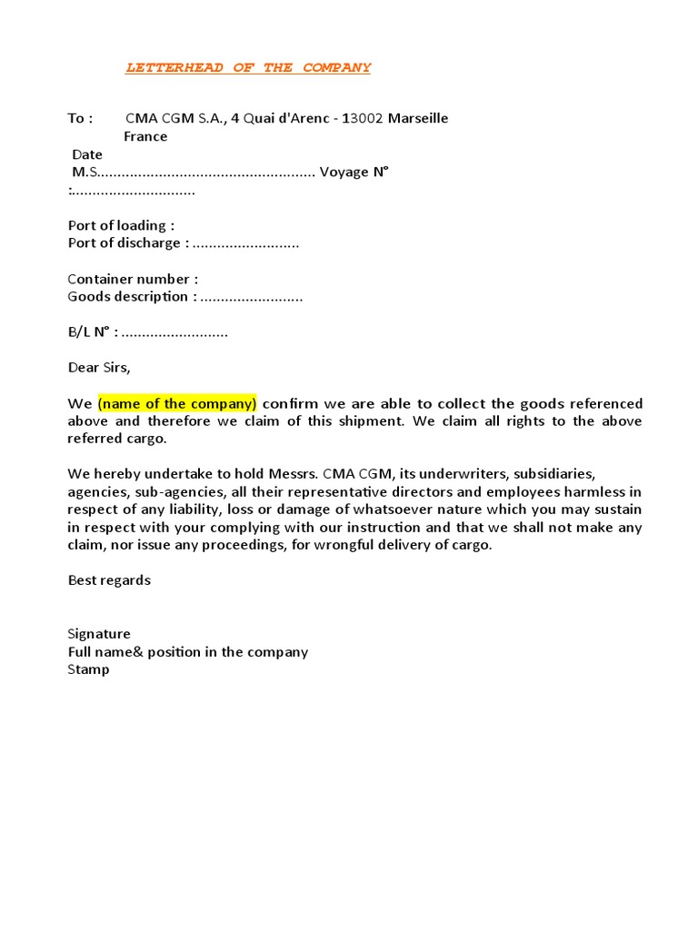 Acceptance Letter - CMA CGM | PDF