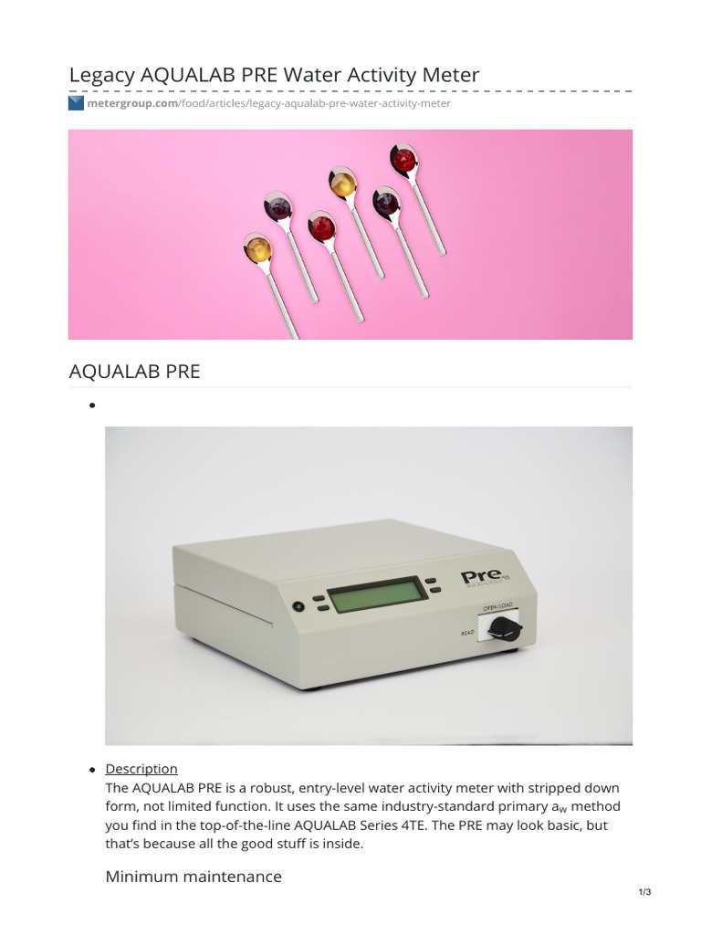 Legacy AQUALAB PRE Water Activity Meter | Download Free PDF | Water ...