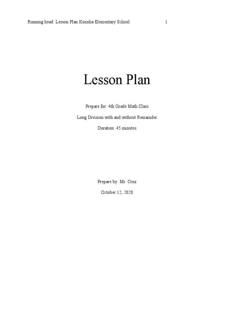 Edu Final Lesson Plan | PDF | Worksheet | Lesson Plan