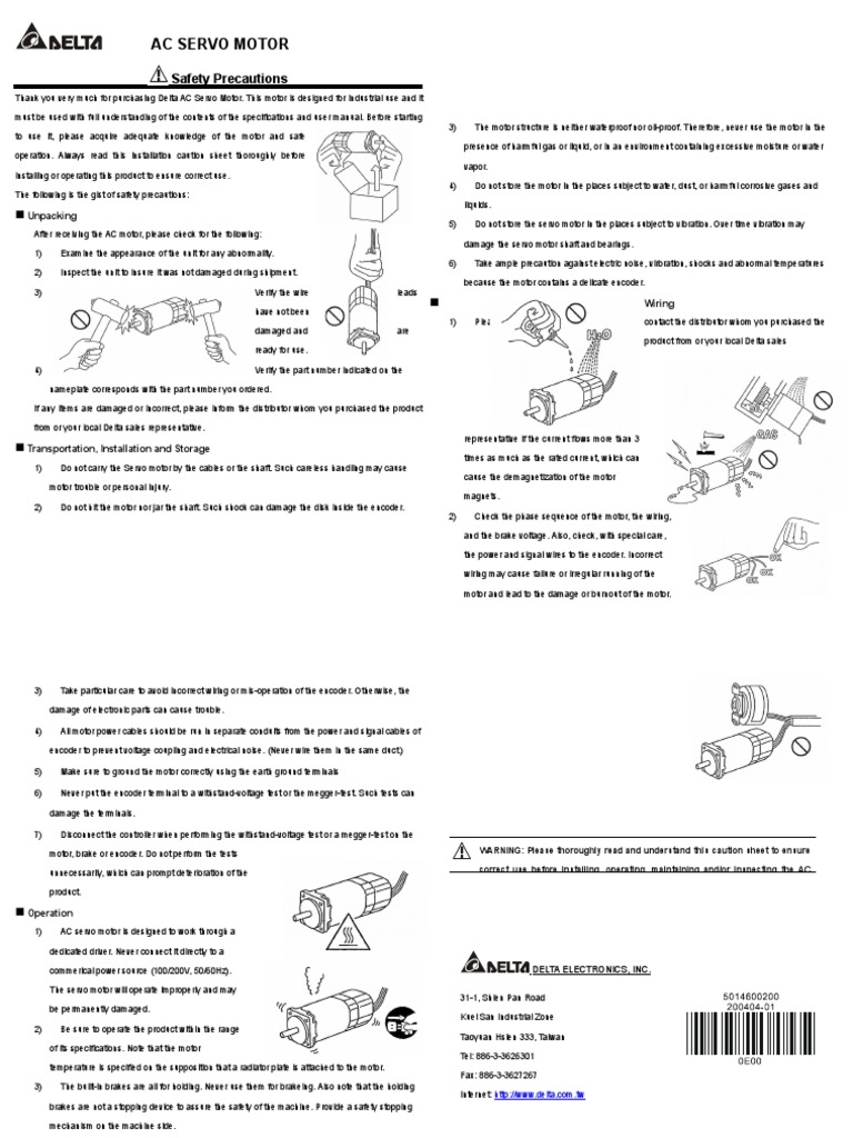Ac Servo Motor: Safety Precautions | PDF | Electric Motor | Electrical ...