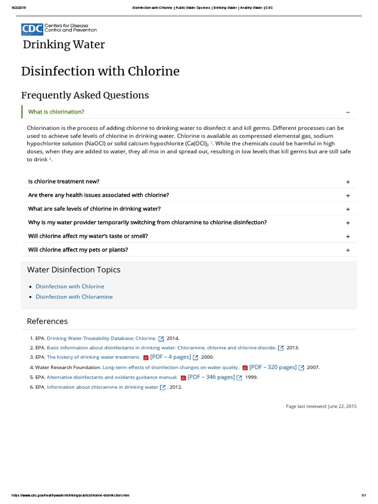 Water Disinfection With Chlorine - Public Water Systems - Drinking ...