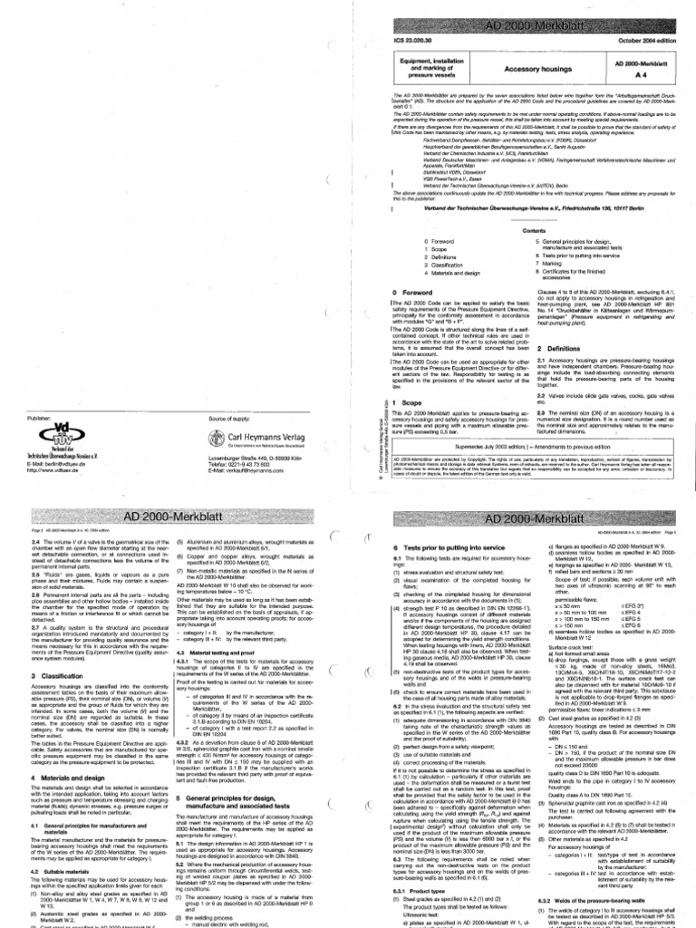 AD 2000-Merkblatt A 4 Ed.2004 PDF | PDF