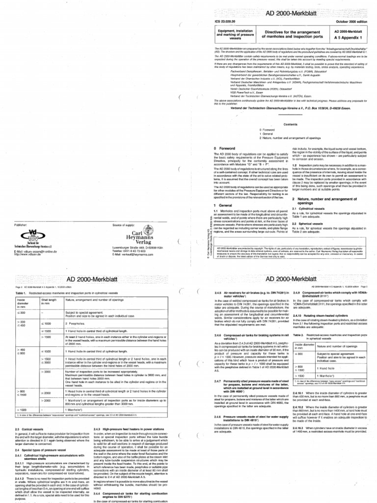 AD 2000-Merkblatt A 5 Appendix 1 Ed.2000 PDF | PDF