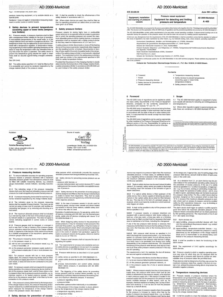 AD 2000-Merkblatt A 403 Ed.2001 PDF | PDF
