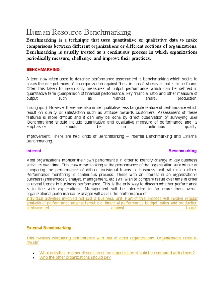 Human Resource Benchmarking | PDF | Benchmarking | Turnover (Employment)