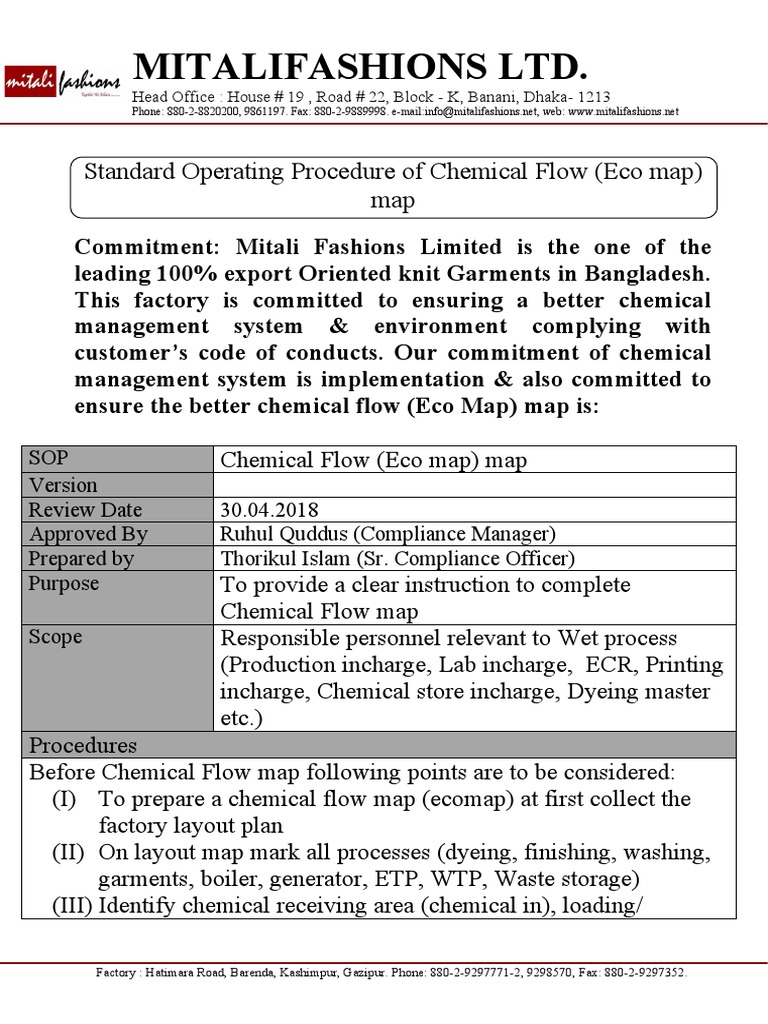SOP of Chemical Flow (Eco Map) Map | PDF | Business