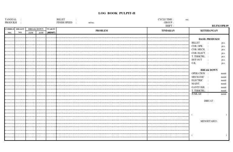 Production Cycle Time Log Sheet | PDF