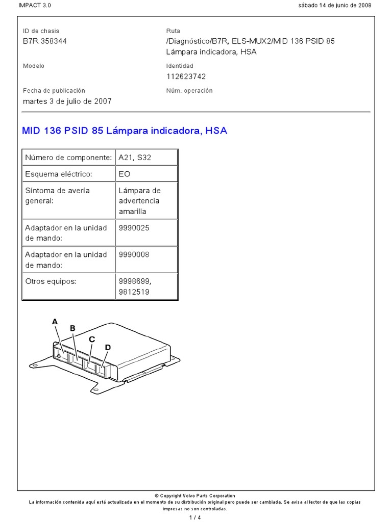MID 136 PSID 85 Lámpara Indicadora, HSA | PDF | Electricidad | Ingenieria Eléctrica