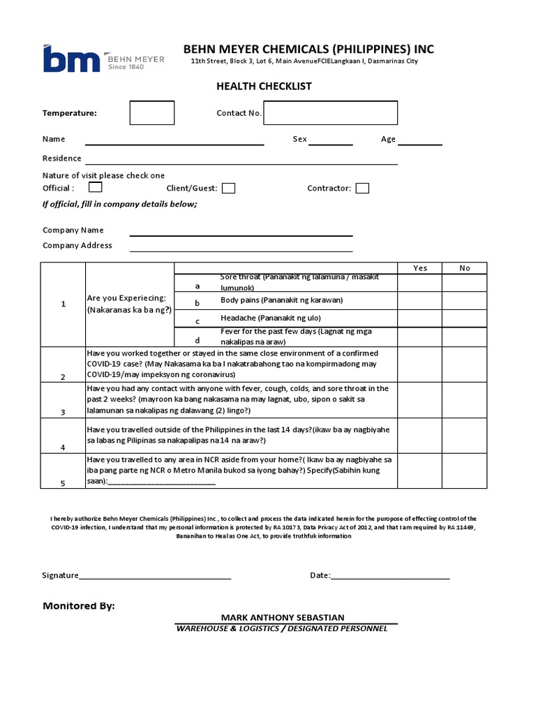 Health Checklist PDF | PDF | Diseases And Disorders | Business