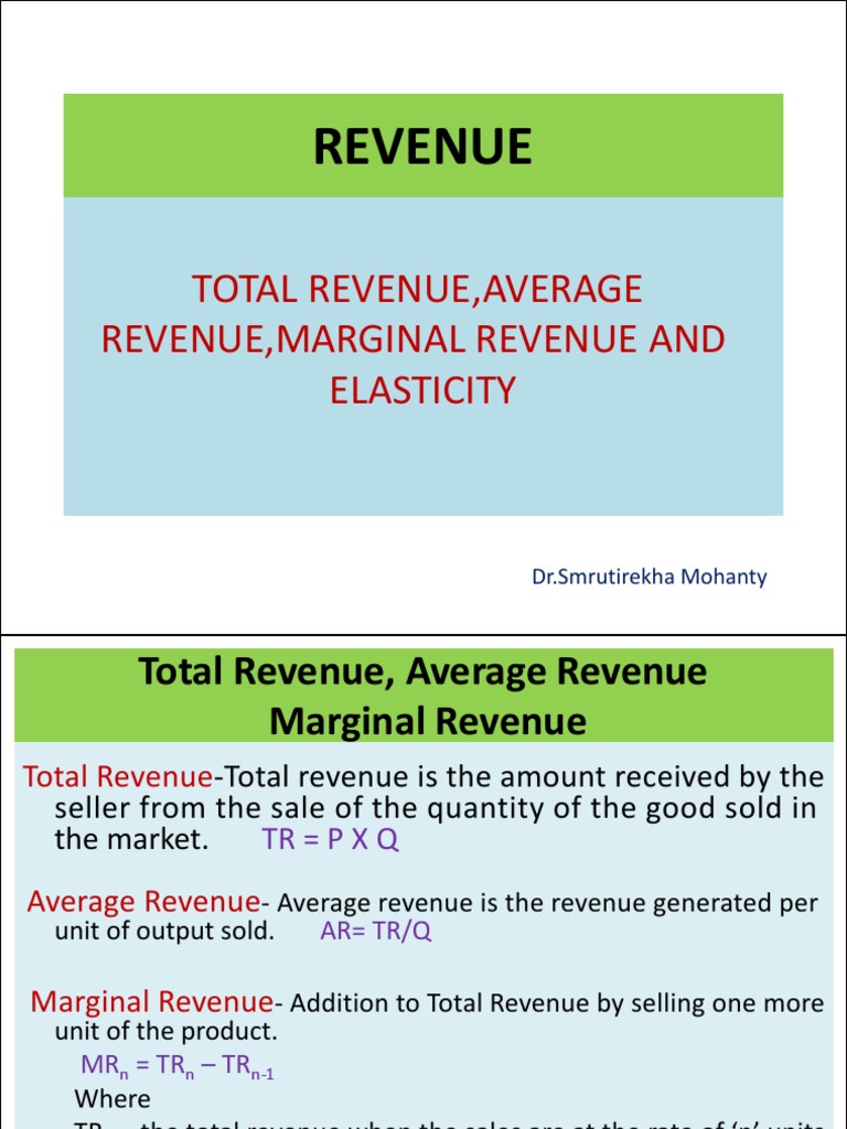 Revenue: Total Revenue, Average Revenue, Marginal Revenue and ...