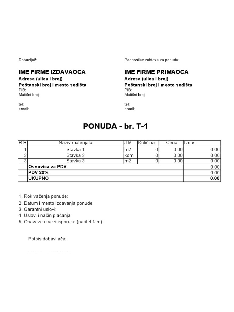 IPARD Ponuda - Obrazac | PDF