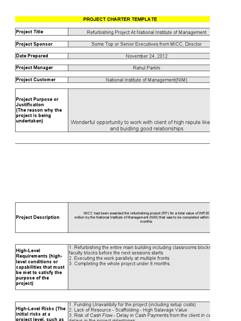 Project Charter | PDF | Business | Economies