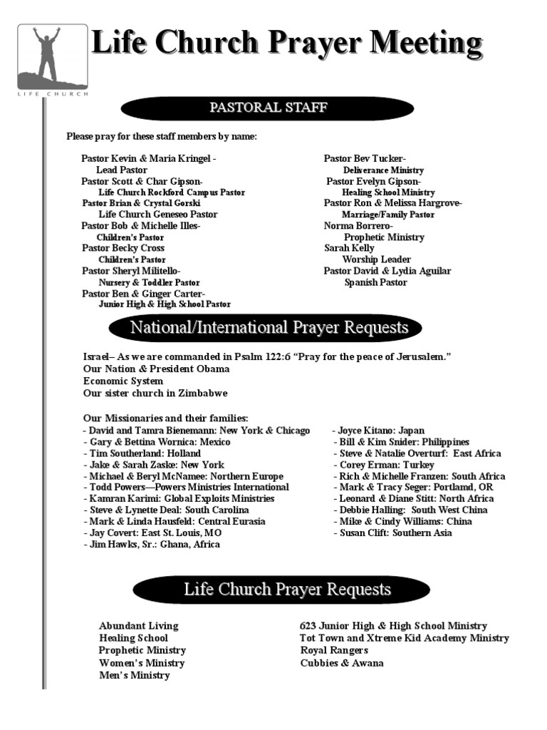 Prayer Sheet 2011-2-1 | PDF | Prayer