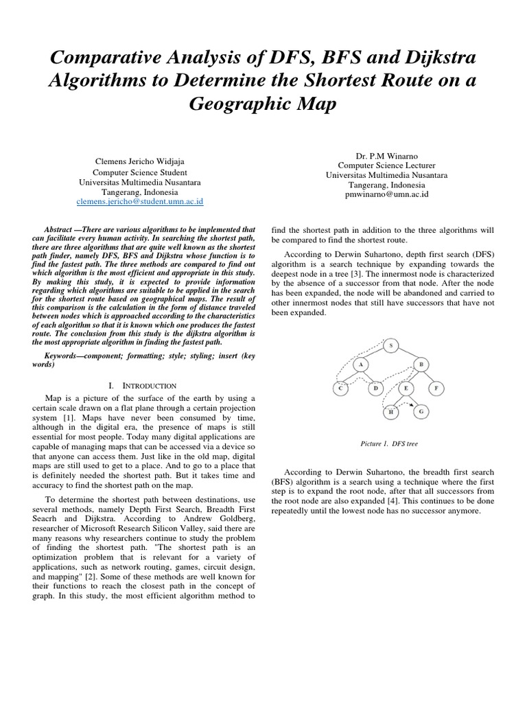 Comparative Analysis of DFS, BFS and Dijkstra Algorithms To Determine ...