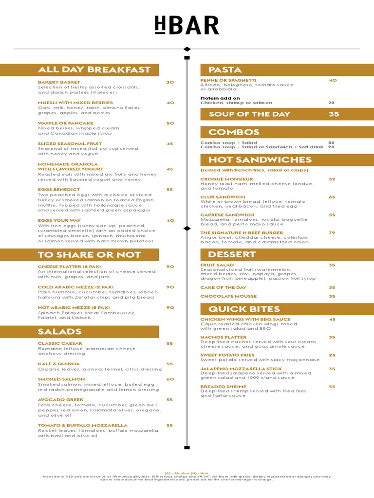HBar Menu 2020 V2 PDF | PDF | Salad | Food And Drink