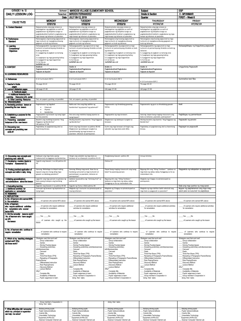 Grade 2 DLL Week 6 | PDF