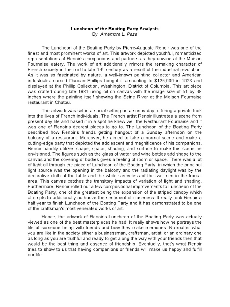 Renoir's Luncheon: A Social Masterpiece | PDF | Plastic Arts | Art Media