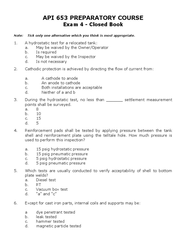 API 653 Exam Prep and Study Guide | PDF | Fracture | Cathode