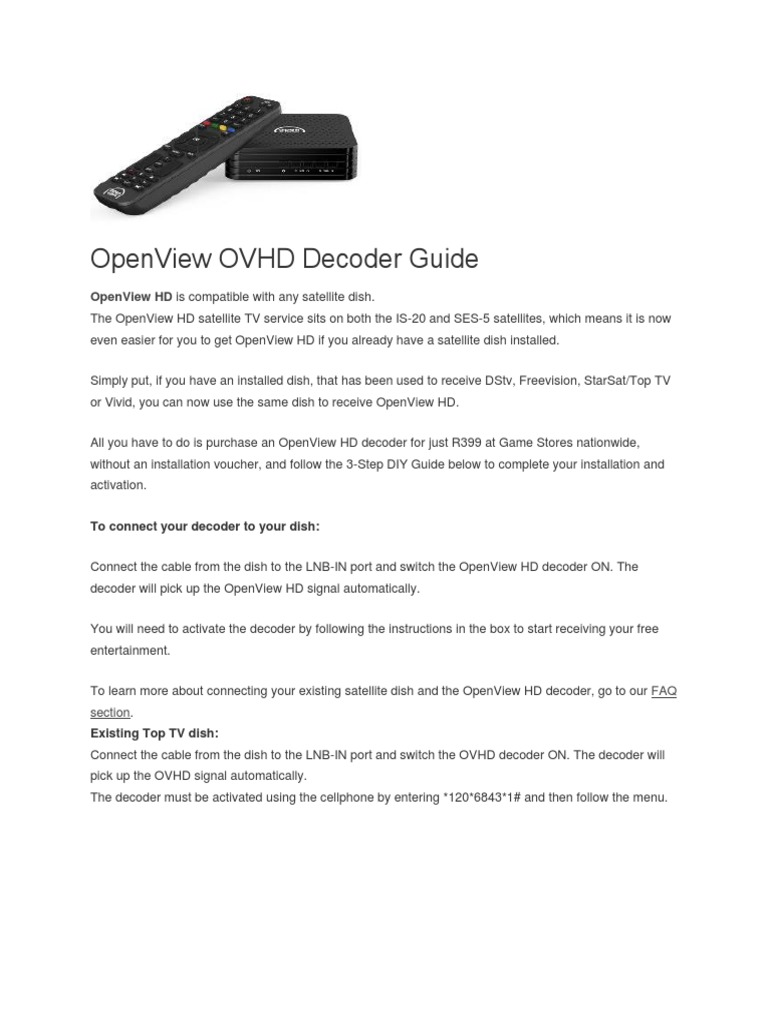 Openview Brochure PDF | PDF | Set Top Box | Cable Television
