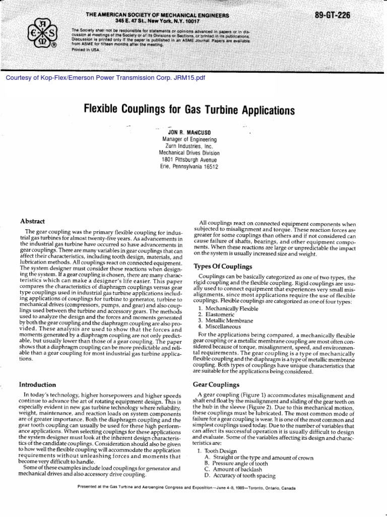 Flexible Coupling For Gas Turbine Applications | PDF | Gear | Building ...