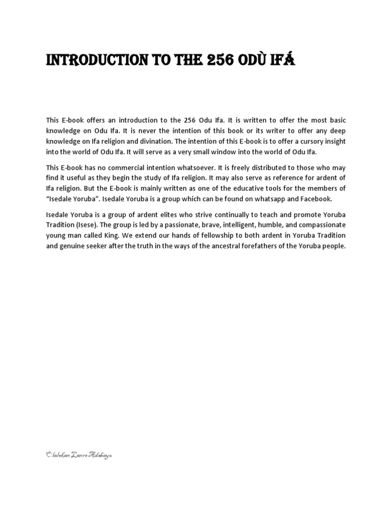 An Introduction To The 256 Odu Ifa PDF | PDF | Ethnic Religion ...