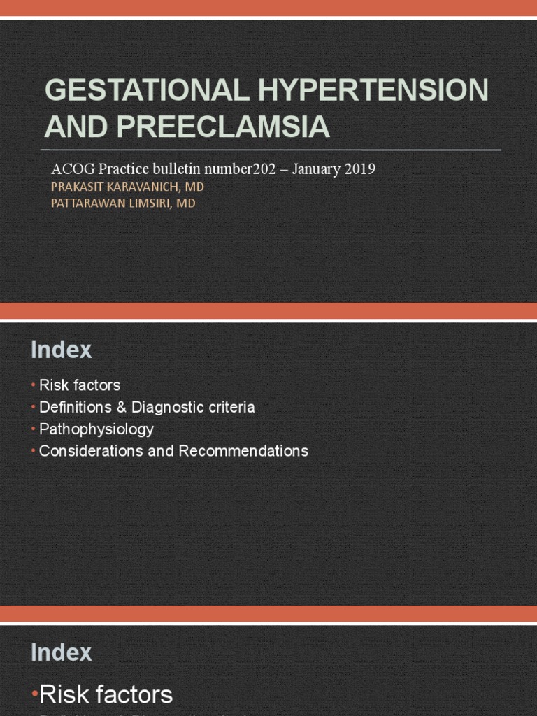 Gestational Hypertension and Preeclamsia: ACOG Practice Bulletin ...