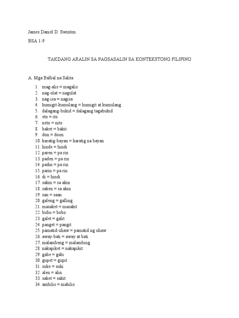 Pagsalin Sa Kontekstong Filipino 2 | PDF
