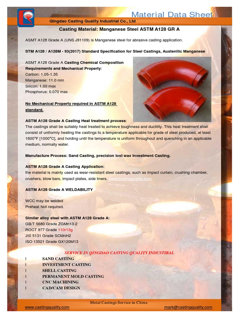 ASTM A128 Grade A Manganese Steel Data | PDF